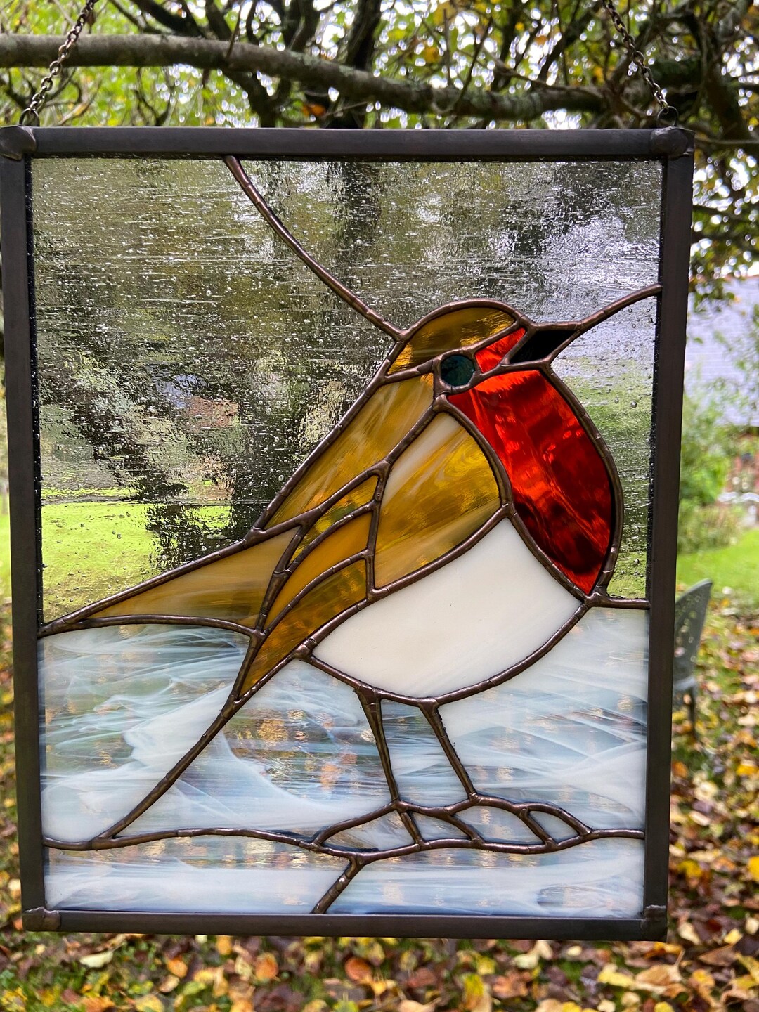 Stain Glass Winter Robin - Etsy UK