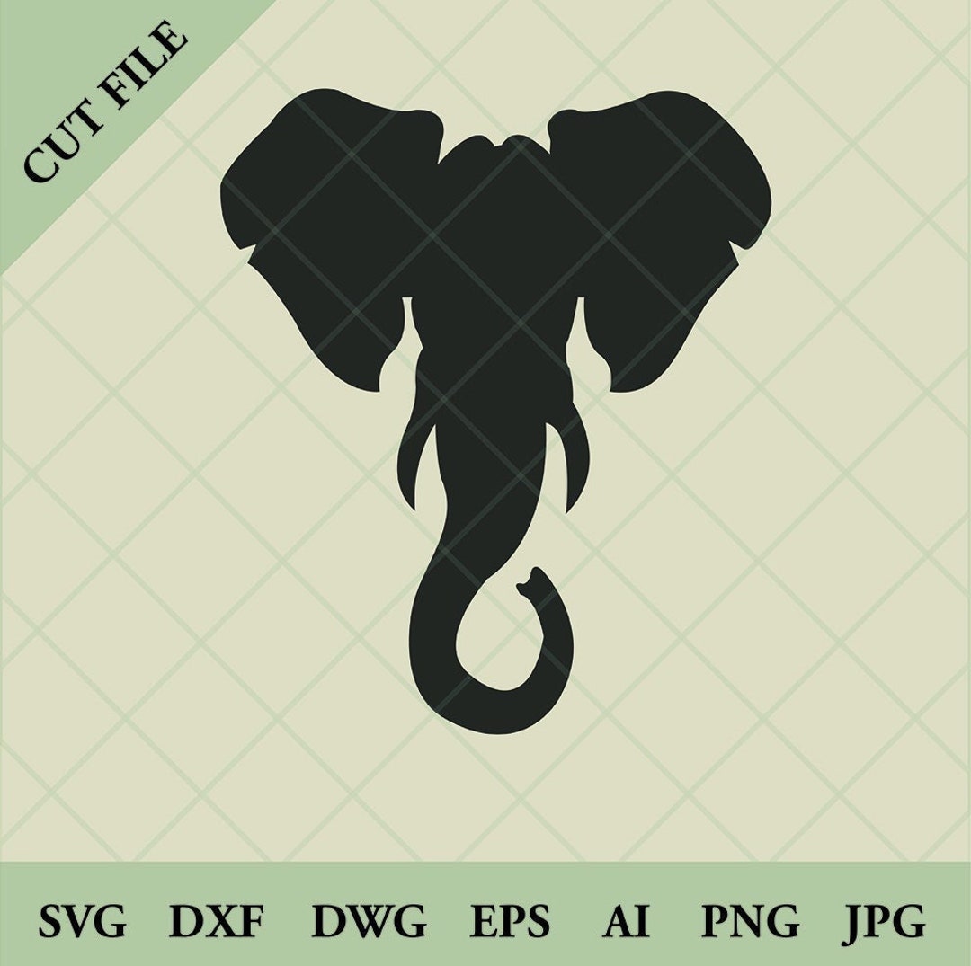 Elephant With Curled Trunk SVG Cutting File for Cricut and Silhouette ...