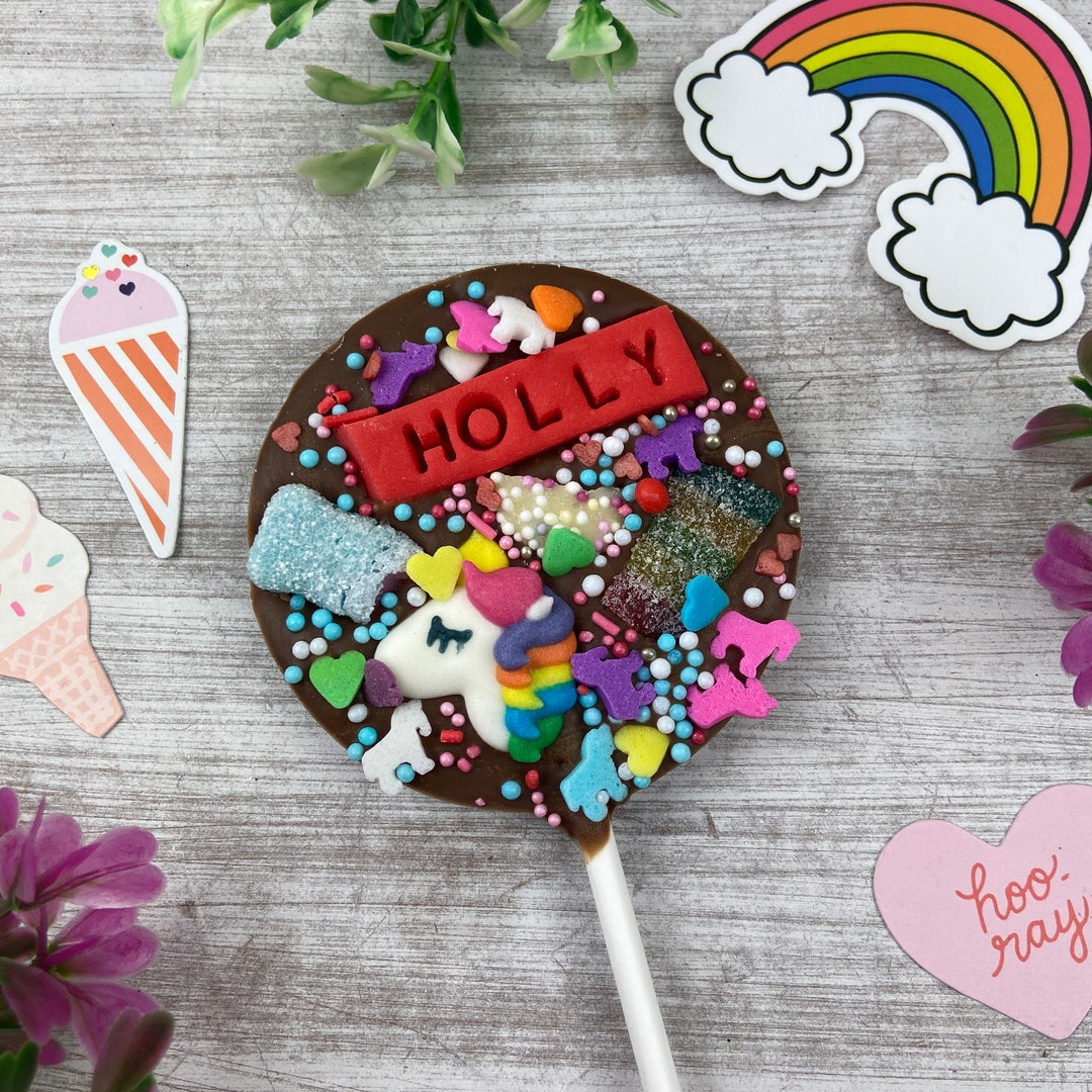 Personalised Unicorn Chocolate Lollipop, Belgian Chocolate Lolly ...