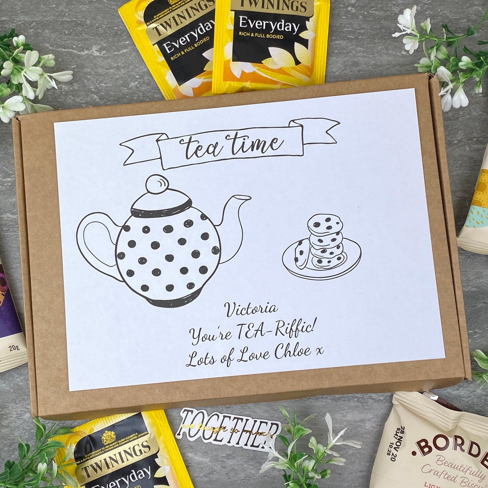 You're Tea-riffic Personalised Tea and Biscuit Box Tea - Etsy UK