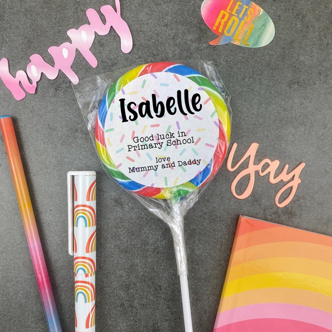 Personalised Good Luck in Primary School Rainbow Lollipop - Etsy