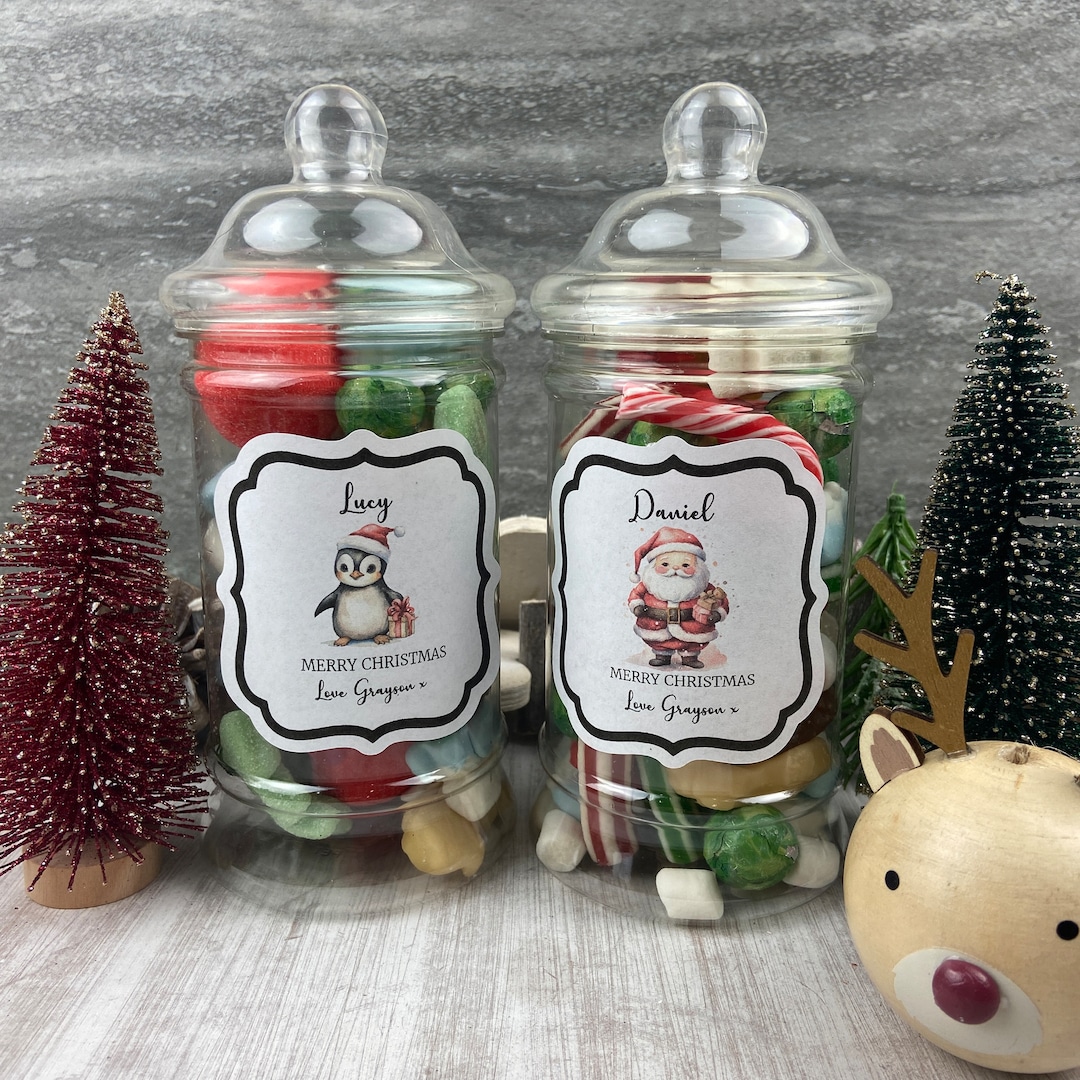 Personalised Christmas Sweet Jar, Jar of Sweets, Christmas Sweet Jar ...