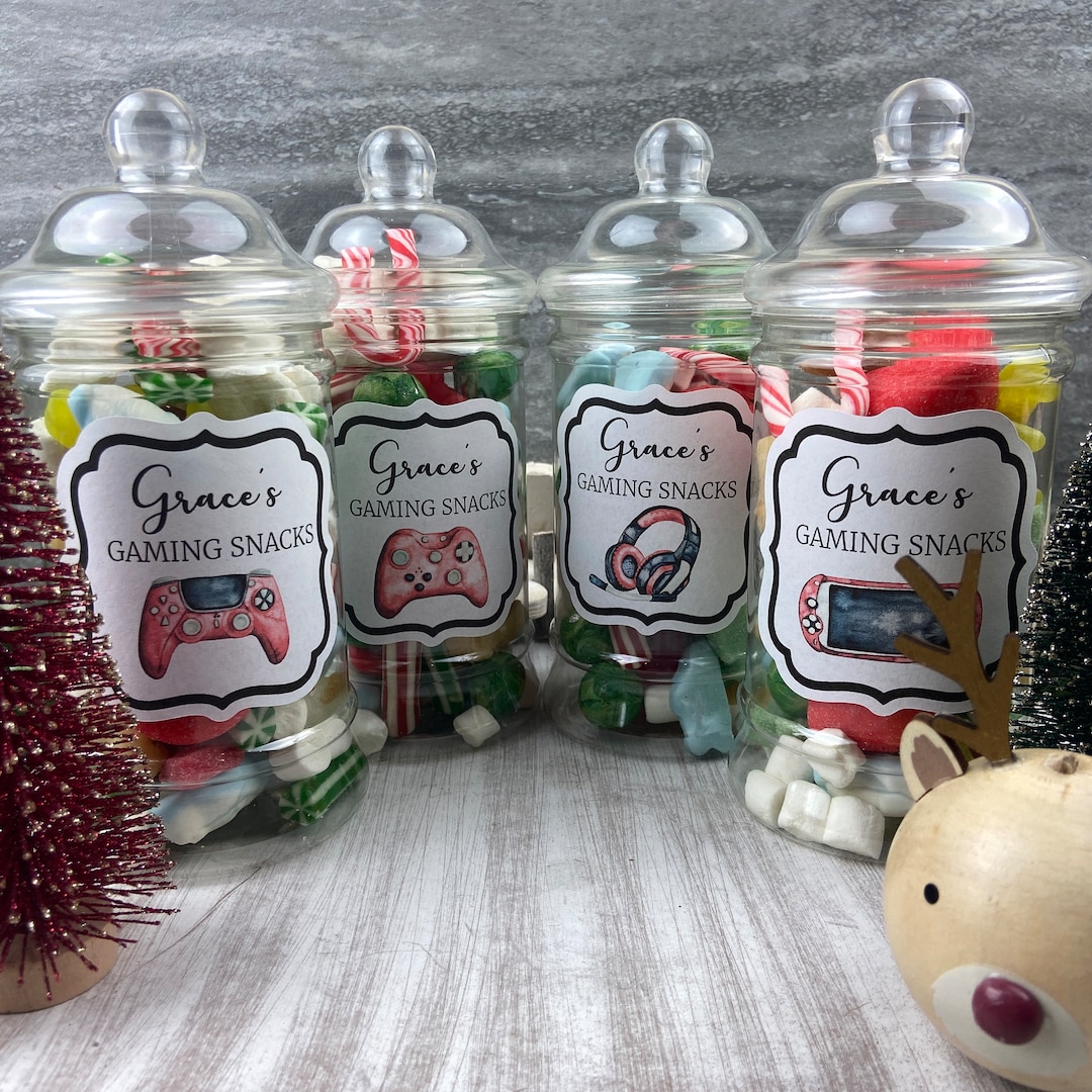 Personalised Gaming Snacks, Jar of Gaming Snacks, Christmas Sweet Jar ...