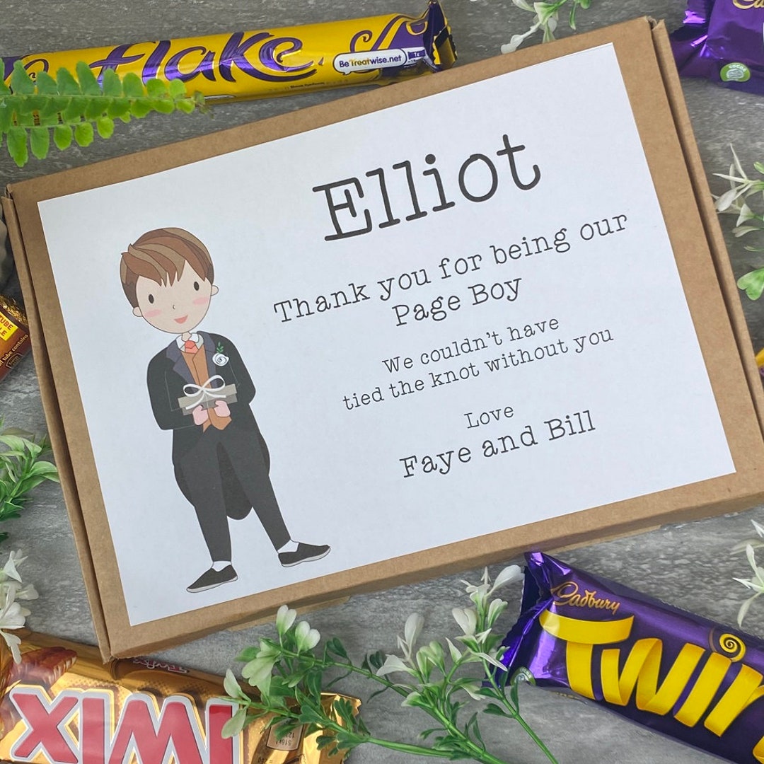 Page Boy Thank You Chocolate Box, Chocolate Hamper, Page Boy Gift ...