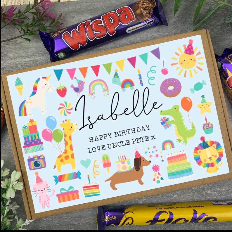 Personalised Cute Happy Birthday Letterbox Gift - Custom Name Chocolate ...