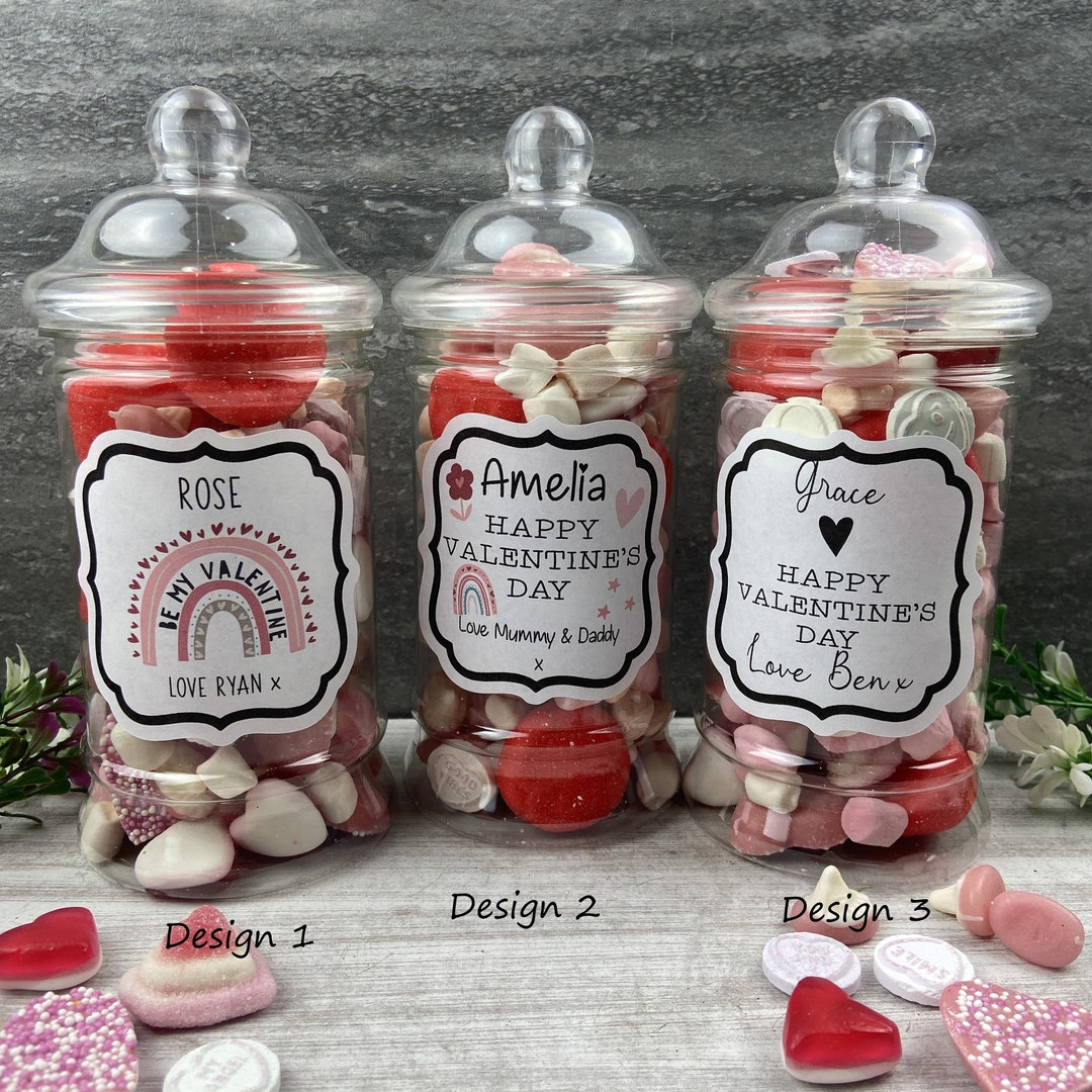 Personalised Valentine's Sweet Jar, Jar of Sweets, Valentine's Sweet ...