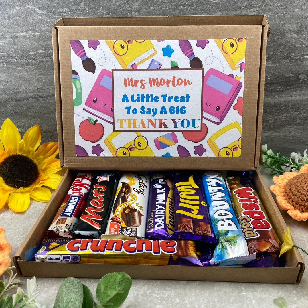 Thank You Teacher Gift, Teacher Chocolate Box, Personalised Treat Box ...