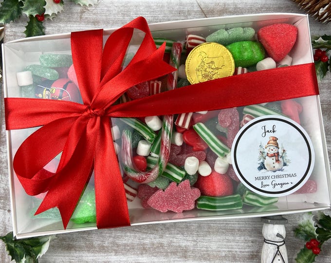 Personalised Christmas Sweet Box - Sweet Hamper - Christmas Treat Box ...