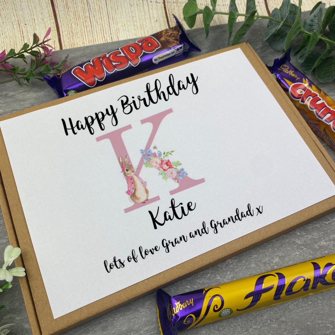 Personalised Birthday Letterbox Gift - Custom Initial & Name Chocolate ...