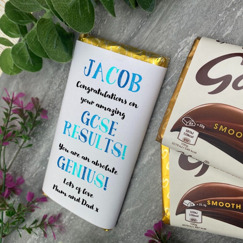 Personalised GCSE Chocolate Bar, Exam Results, Congratulations, Well ...