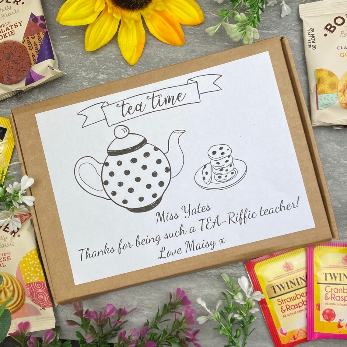 Tea-riffic Teacher Tea and Biscuit Box Teacher Gift Teacher - Etsy