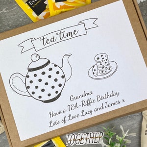 Tea-riffic Birthday Personalised Tea and Biscuit Box, Gift for Friend ...