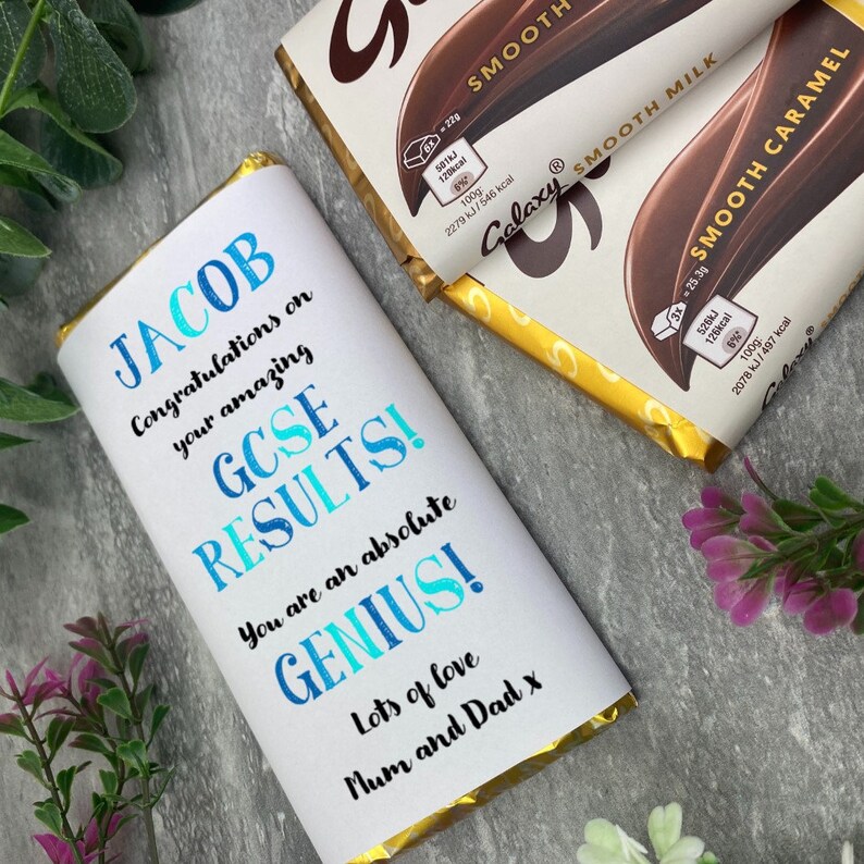 Personalised GCSE Chocolate Bar, Exam Results, Congratulations, Well ...
