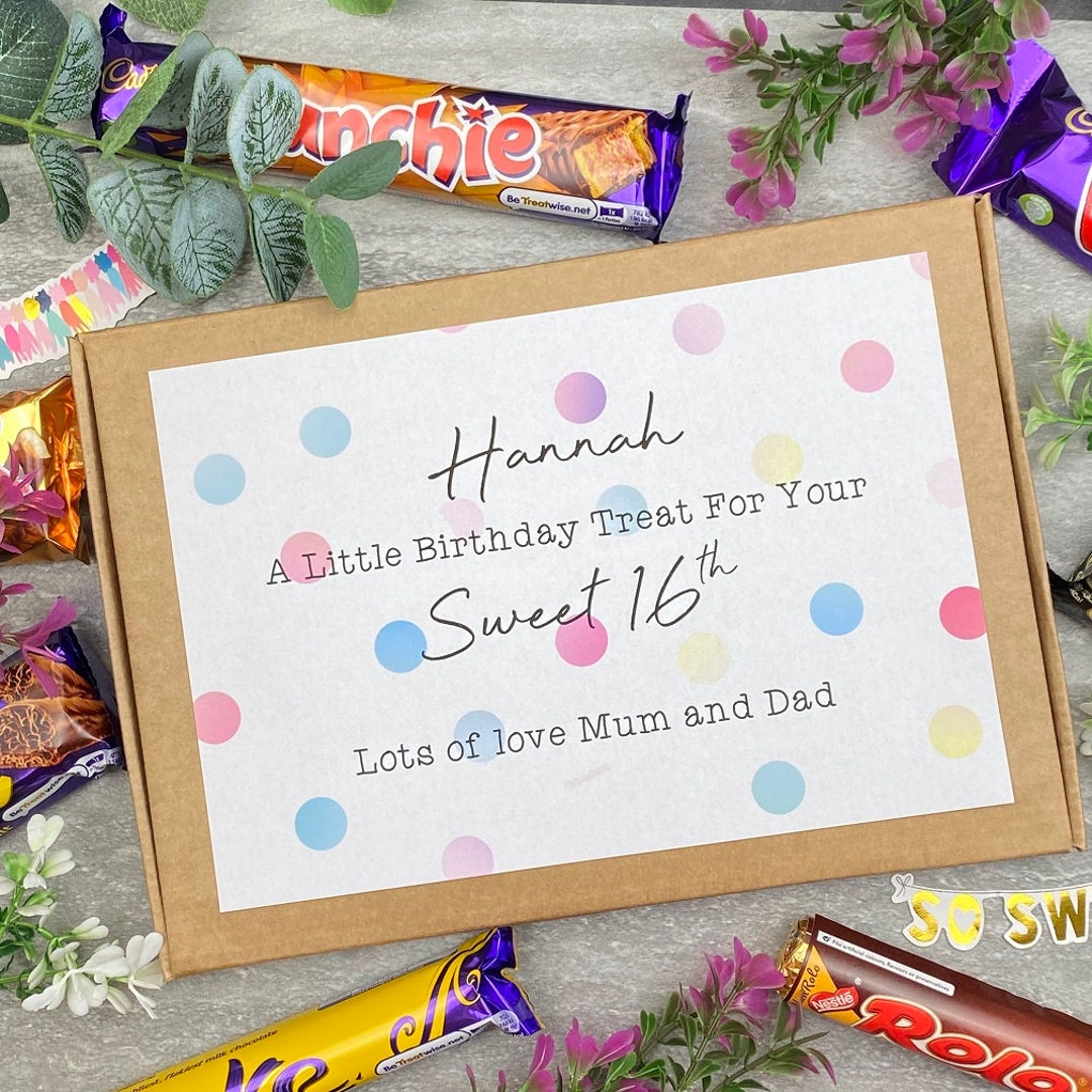 Personalised Sweet 16th Treat Box | Chocolate or Sweet Gift Box ...