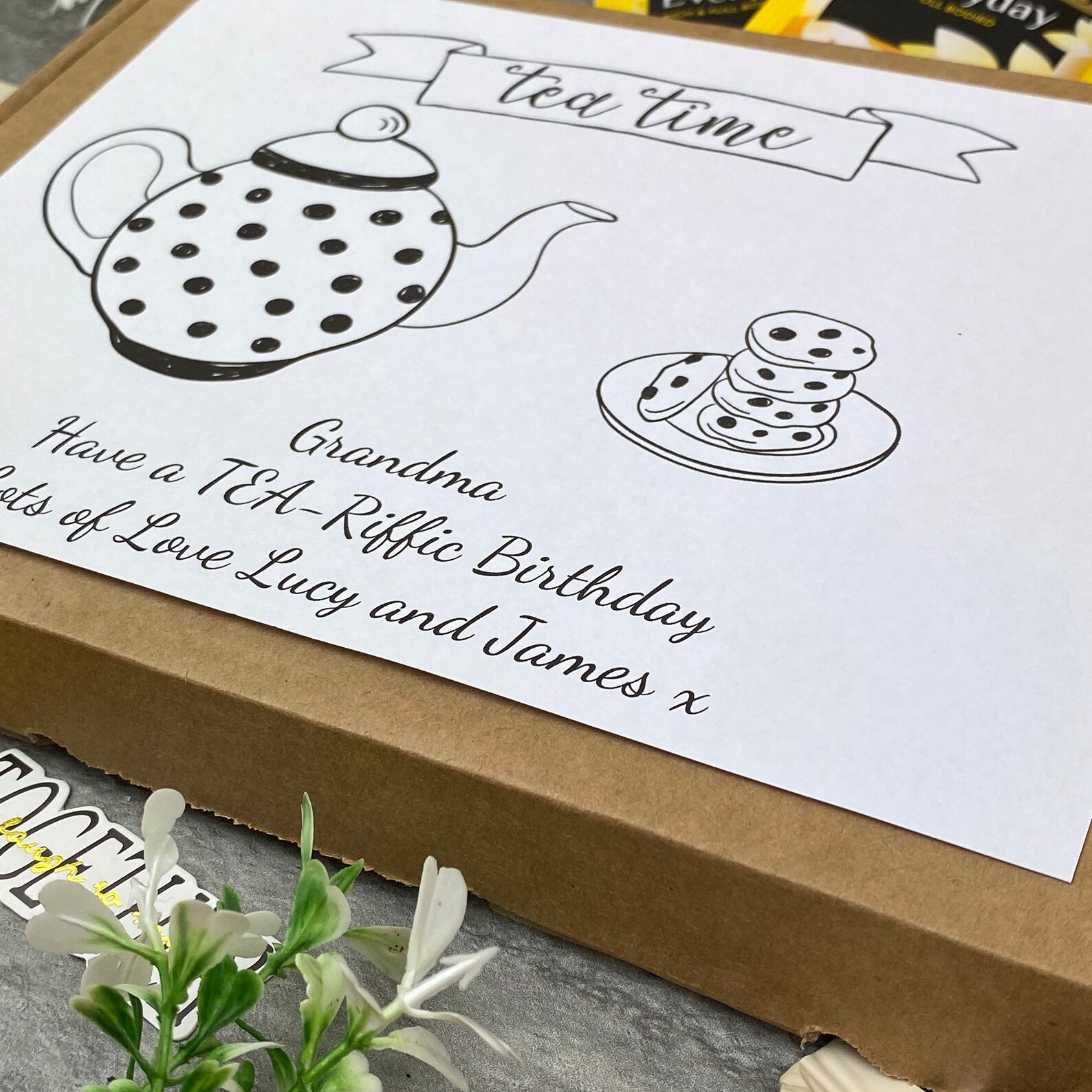 Tea-riffic Birthday Personalised Tea and Biscuit Box Gift for | Etsy