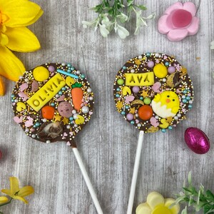 Personalised Easter Lollipop, Easter Gifts, Belgian Chocolate Lolly ...
