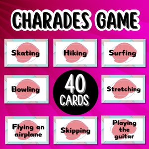 Printable Charades Game Group, Action Charades Cards Family Team ...