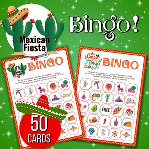 Mexican Party Fiesta Bingo Printable for Instant Download Cinco De Mayo ...