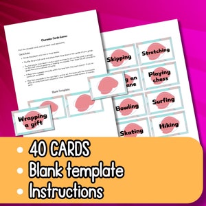 Printable Charades Game Group, Action Charades Cards Family Team ...