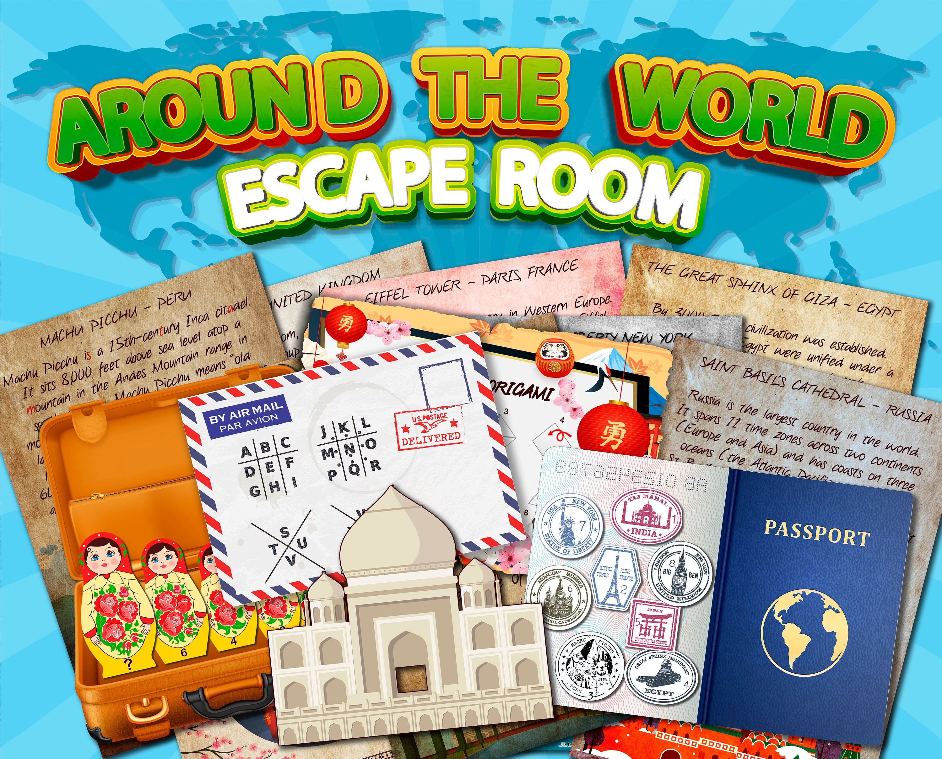 Kids Escape Room Around the World Kit Family Printable Games - Etsy