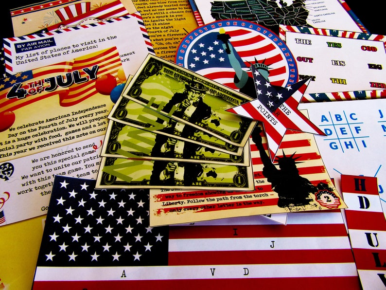 4th July Escape Room Kit Independence Day Printable Games DIY - Etsy UK