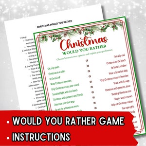Christmas Would You Rather Game Printable, This or That Game Christmas ...