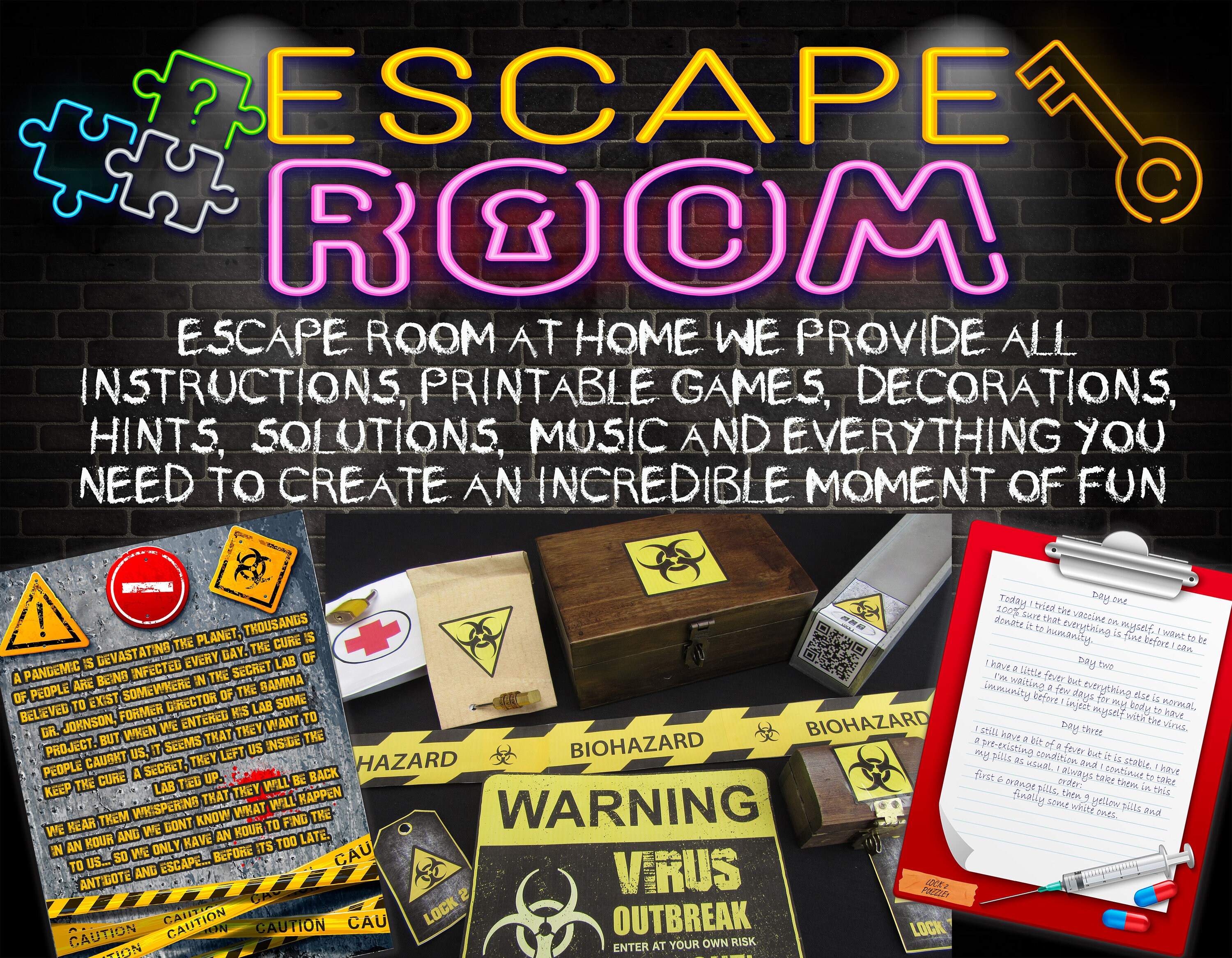 Virus: Secret Lab Escape Room Kit Real Life Home Family - Etsy Canada