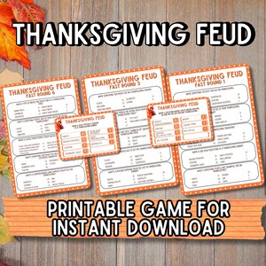 Thanksgiving Friendly Feud Game Printable Thanksgiving Family Feud ...