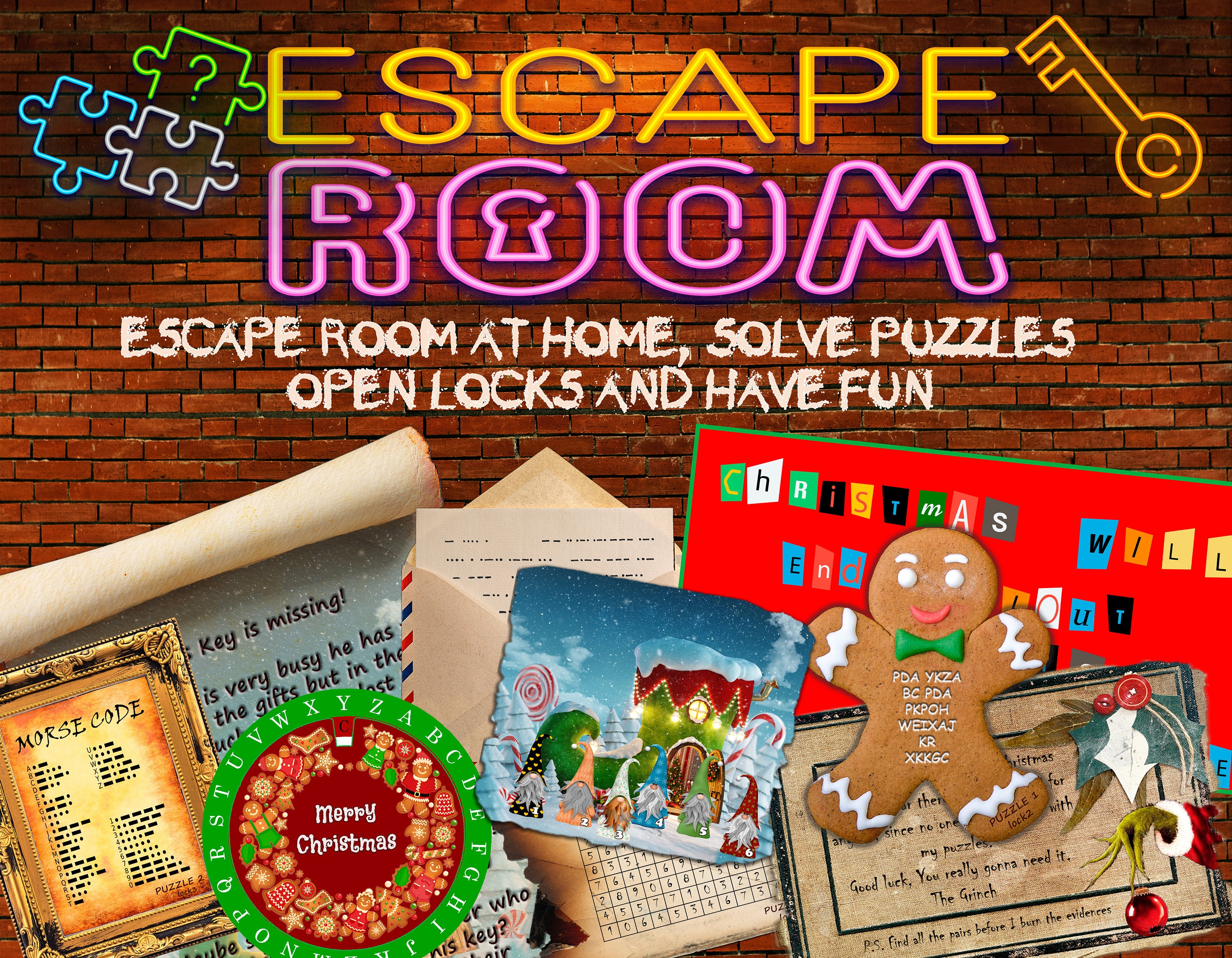 Christmas Escape Room Kit Real Life Home Family Kids Teenagers Etsy