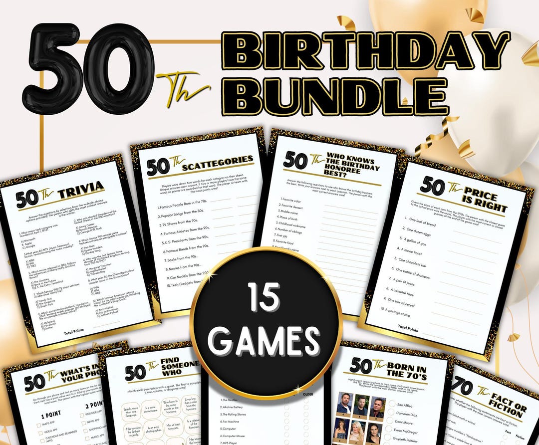 50th Birthday Party Games Printable, Born 70s Game 50th Birthday Party Games Price is Right ...