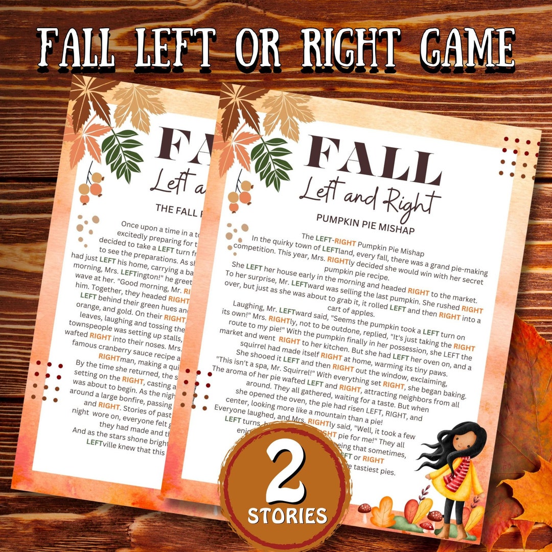 Fall Left Right Game, Fall Family Reunion Gift Exchange Game Printable ...
