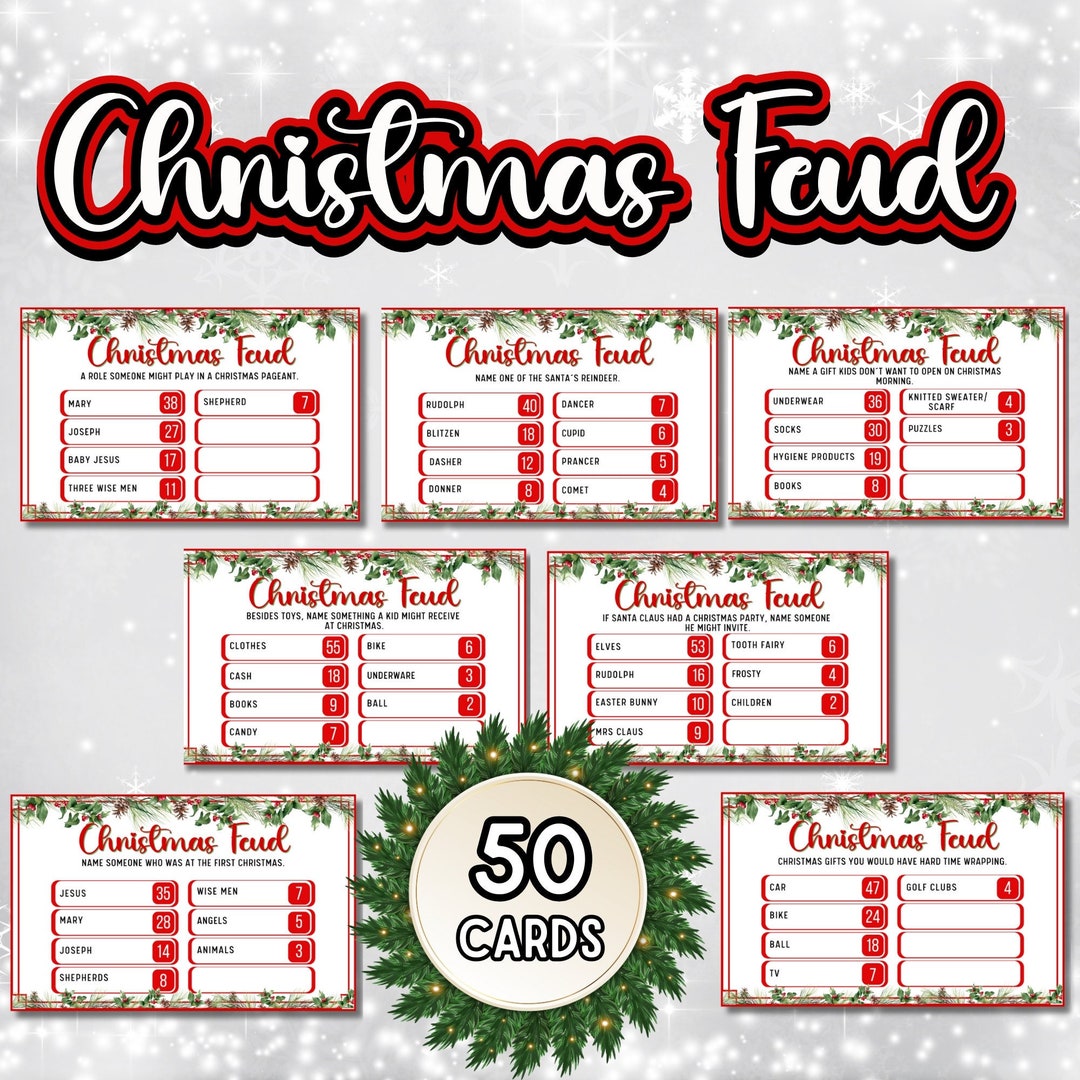 Christmas Family Friendly Feud Printable, Family Game Christmas Feud ...