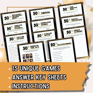 50th Birthday Party Games Printable, Born 70s Game 50th Birthday Party Games Price is Right ...