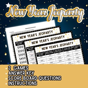 New Years Game Jeopardy Printable Quiz Game Holiday Trivia Game Holiday ...