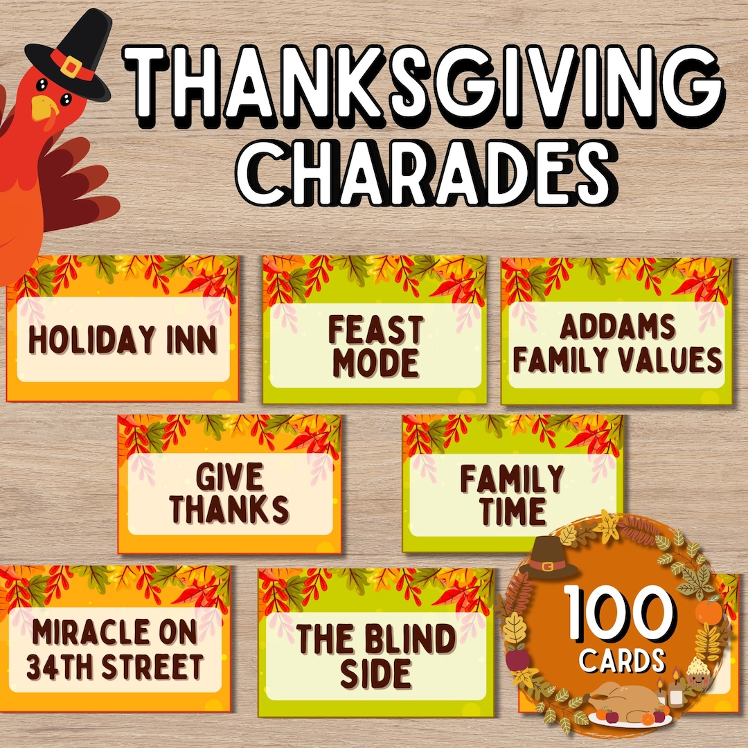 Thanksgiving Games Printable Charades Thanksgiving Games Ladies Night ...