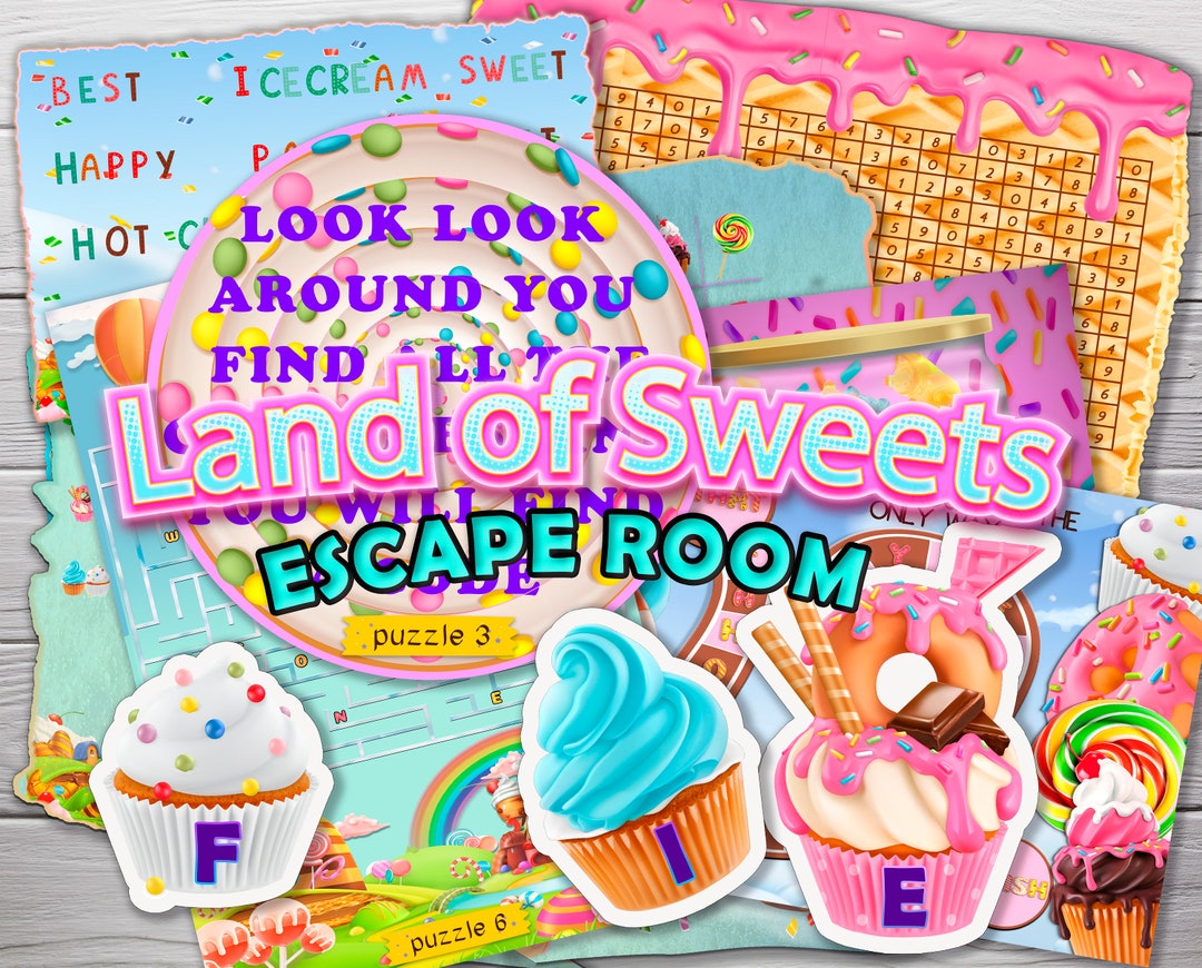 Land of Sweets Escape Room Kids Family Candyland Kit Printable Games ...