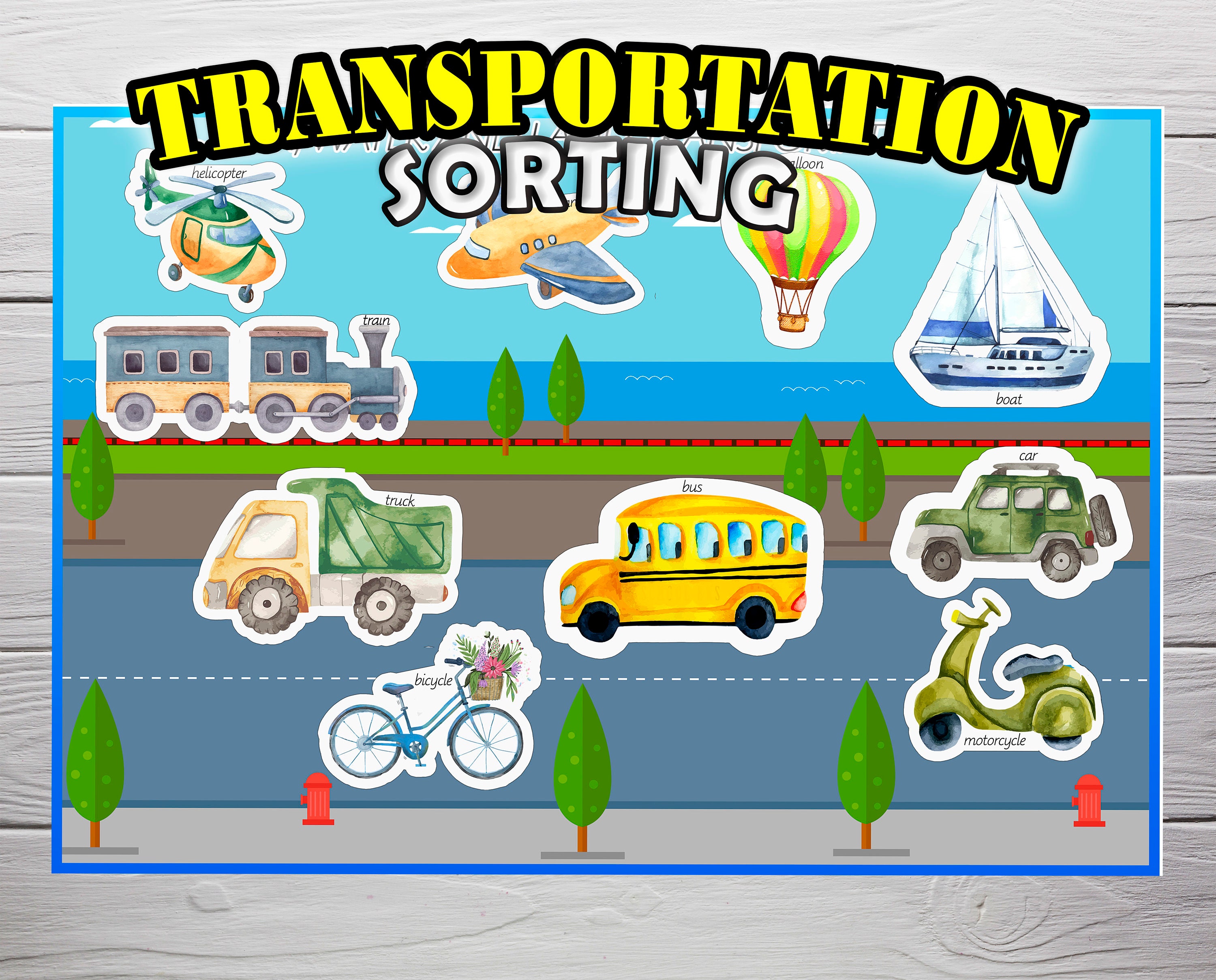 Transportation Land Air Water Sorting Busy Book preschool | Etsy