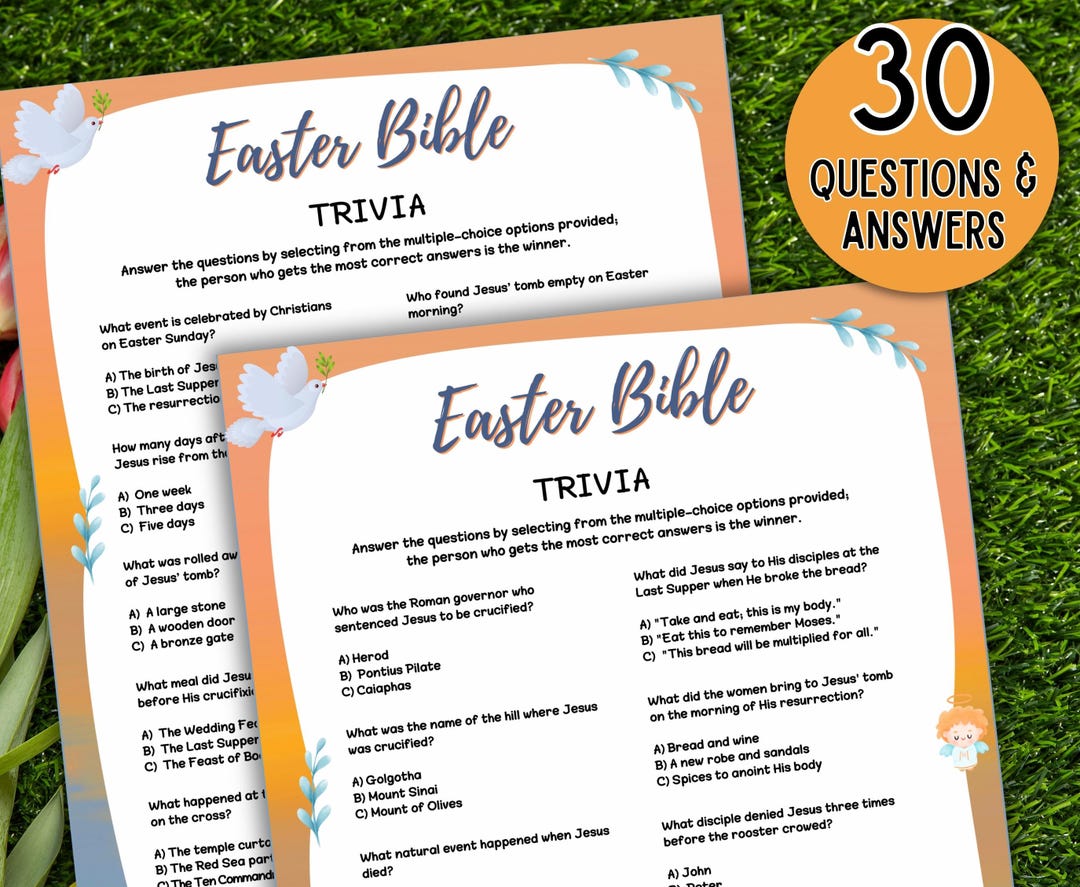 Easter Bible Trivia Game Printable Easter Trivia Easter Party Game ...