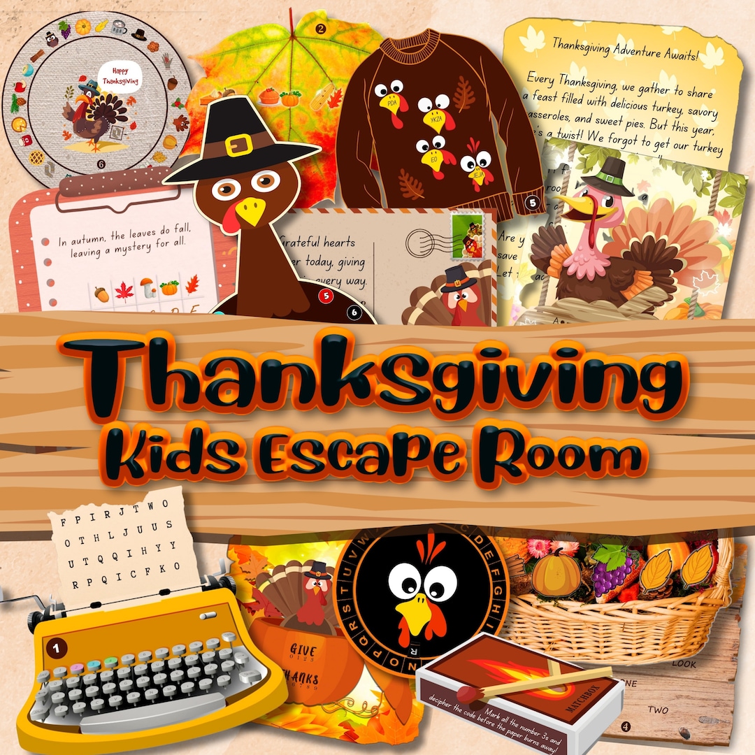 Thanksgiving Escape Room for Kids Printable, Thanksgiving Game at Home ...