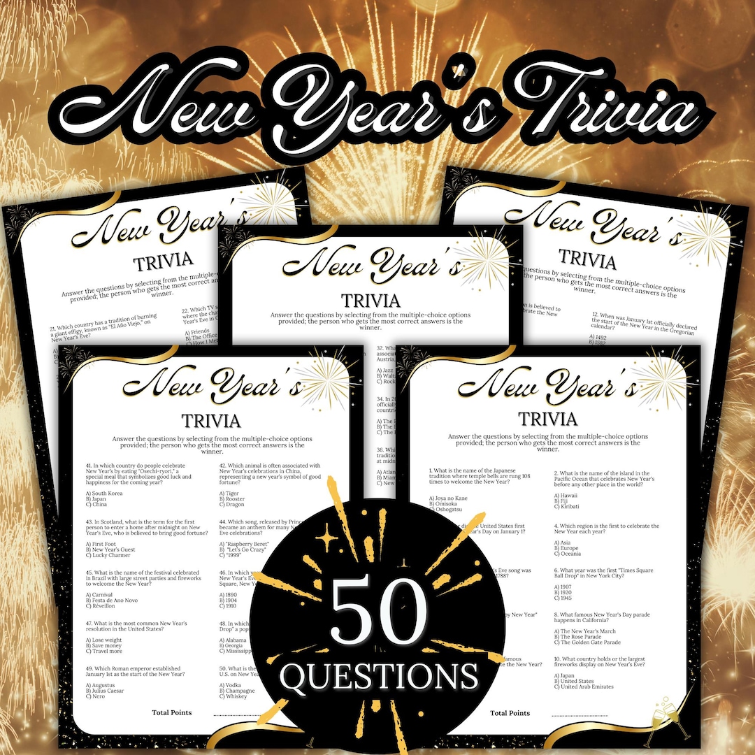 New Years Trivia Game Printable, Fun Holiday Party Activities ...