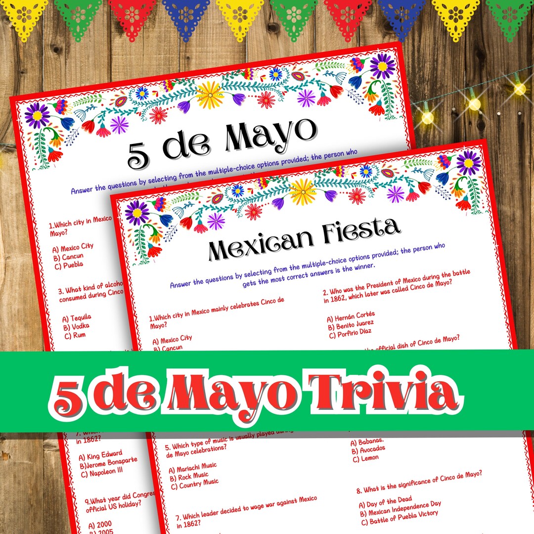 Inco De Mayo Trivia Mexican Party Game, Quiz Game Mexican Fiesta Game ...