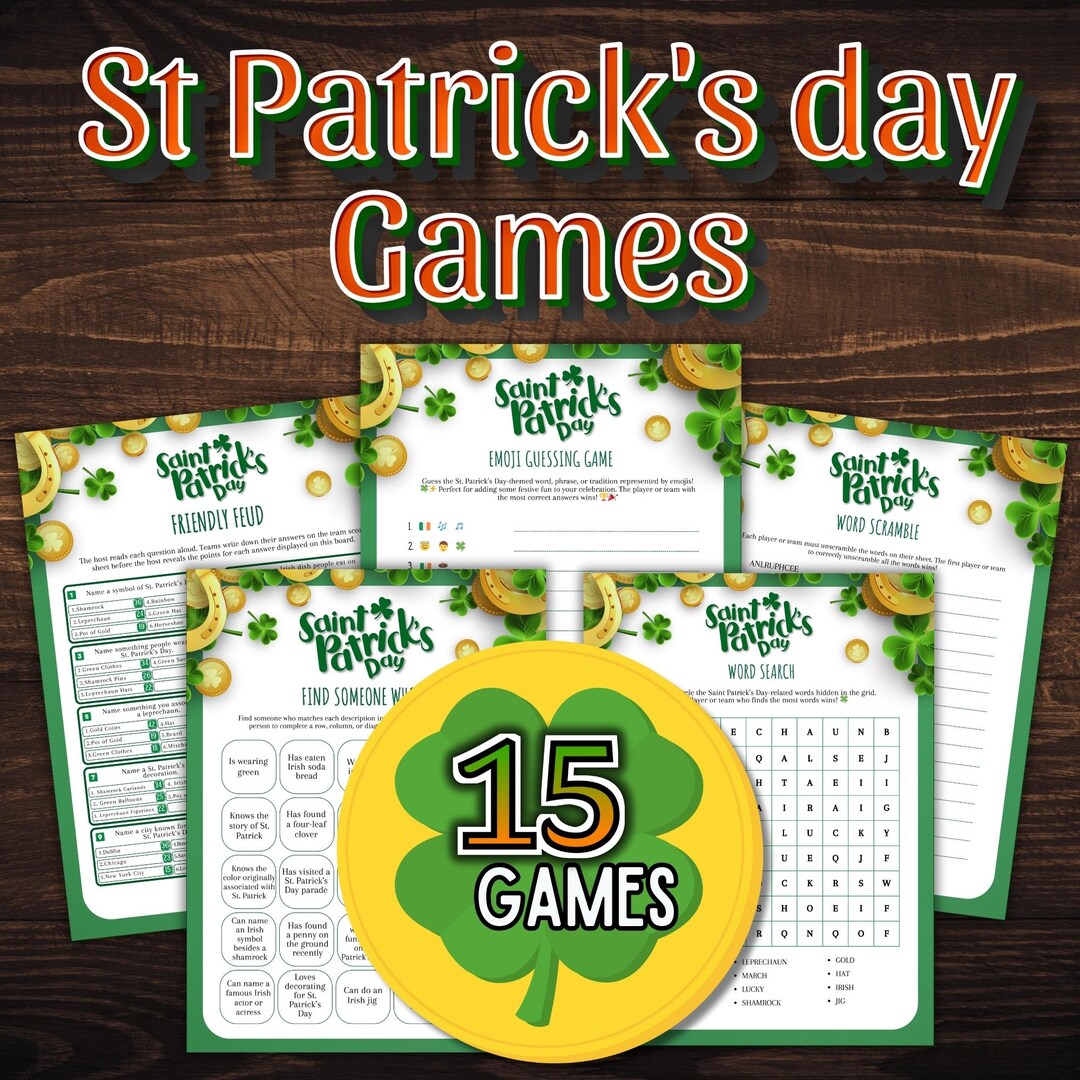 St Patrick’s Day Games Printable Bundle Saint Patricks Day Activities ...