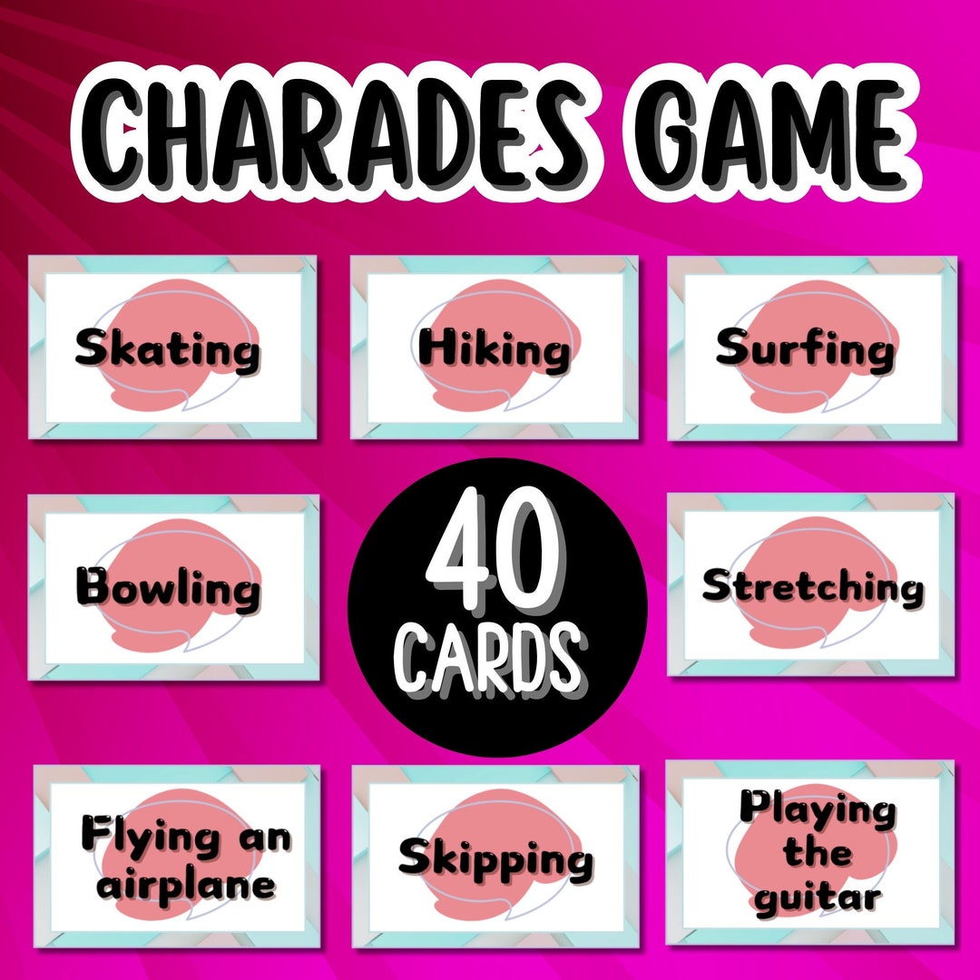 Printable Charades Game Group, Action Charades Cards Family Team ...
