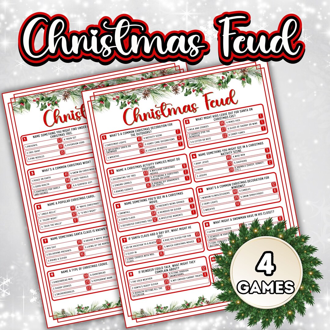 Christmas Family Friendly Feud Game Printable, Game Christmas Feud Game ...