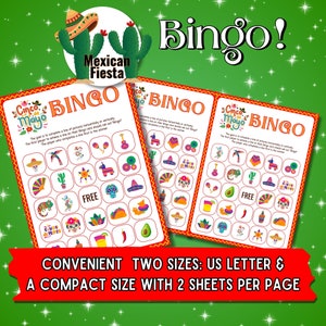 Mexican Party Fiesta Bingo Printable for Instant Download Cinco De Mayo ...
