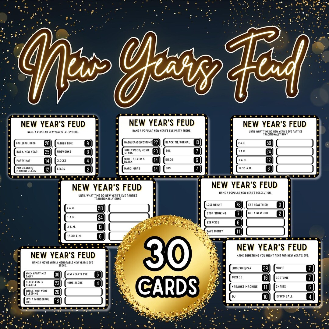 New Years Feud Game Printable, Family Feud Game New Year Eve Feud Game ...