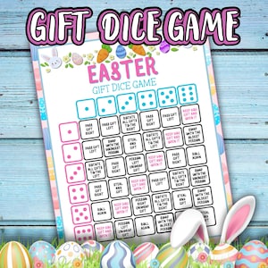 Easter Dice Game Gift Exchange Printable, Pass the Gift Game White ...