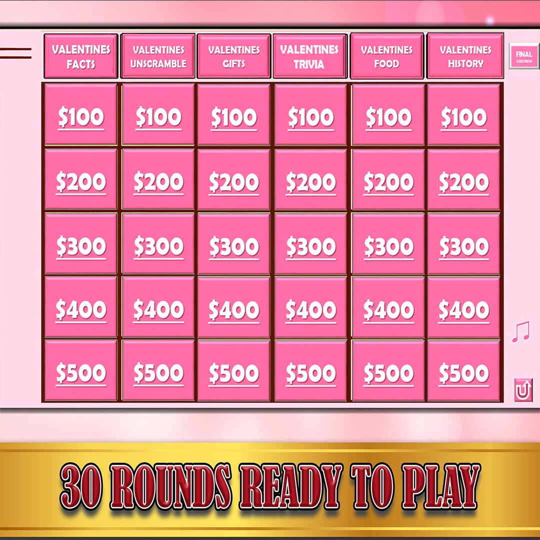 Valentines Trivia Game Jeoapardy, Galentines Day Games Couples Games ...