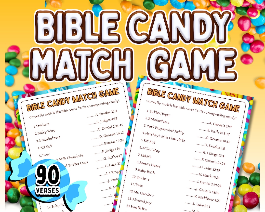 Bible Candy Match Game Printable Candy Trivia Game Bible Games for Kids ...