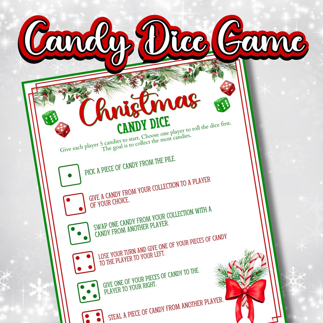 Christmas Dice Game Printable Candy Dice Game Christmas Candy Match ...